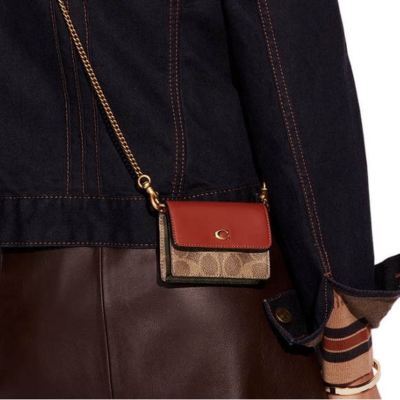 Coach | Bags | Coach Colorblock Coated Canvas Signature Half Flap Card ...